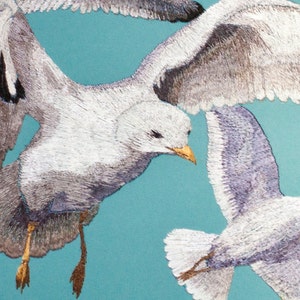 Embroidered Picture Seagull Wall Decor Hand Embroidery Silk Bird - Etsy