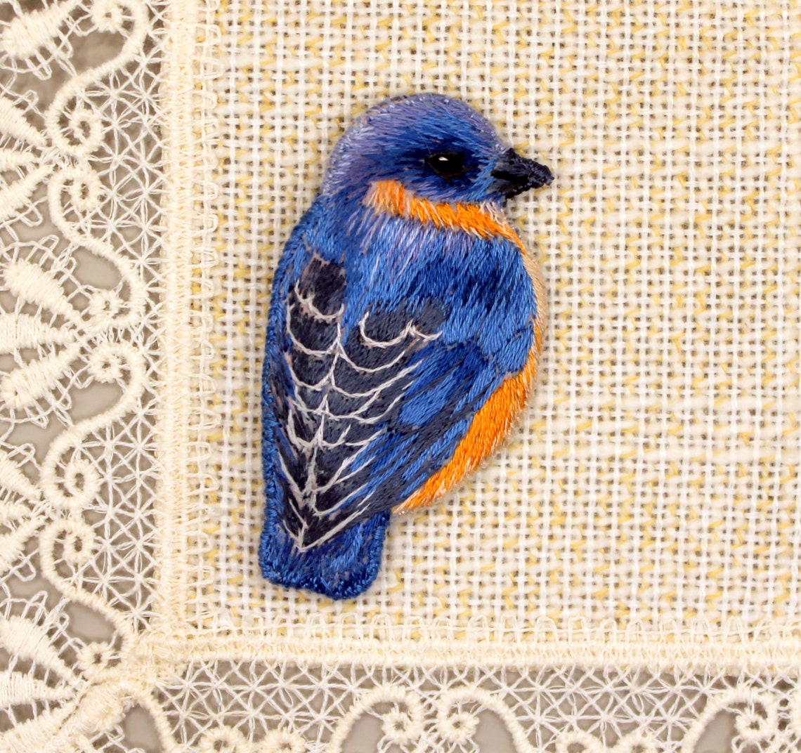 Embroidered Bluebird Brooch Mothers Day Handmade Gift Hand Made Blue ...