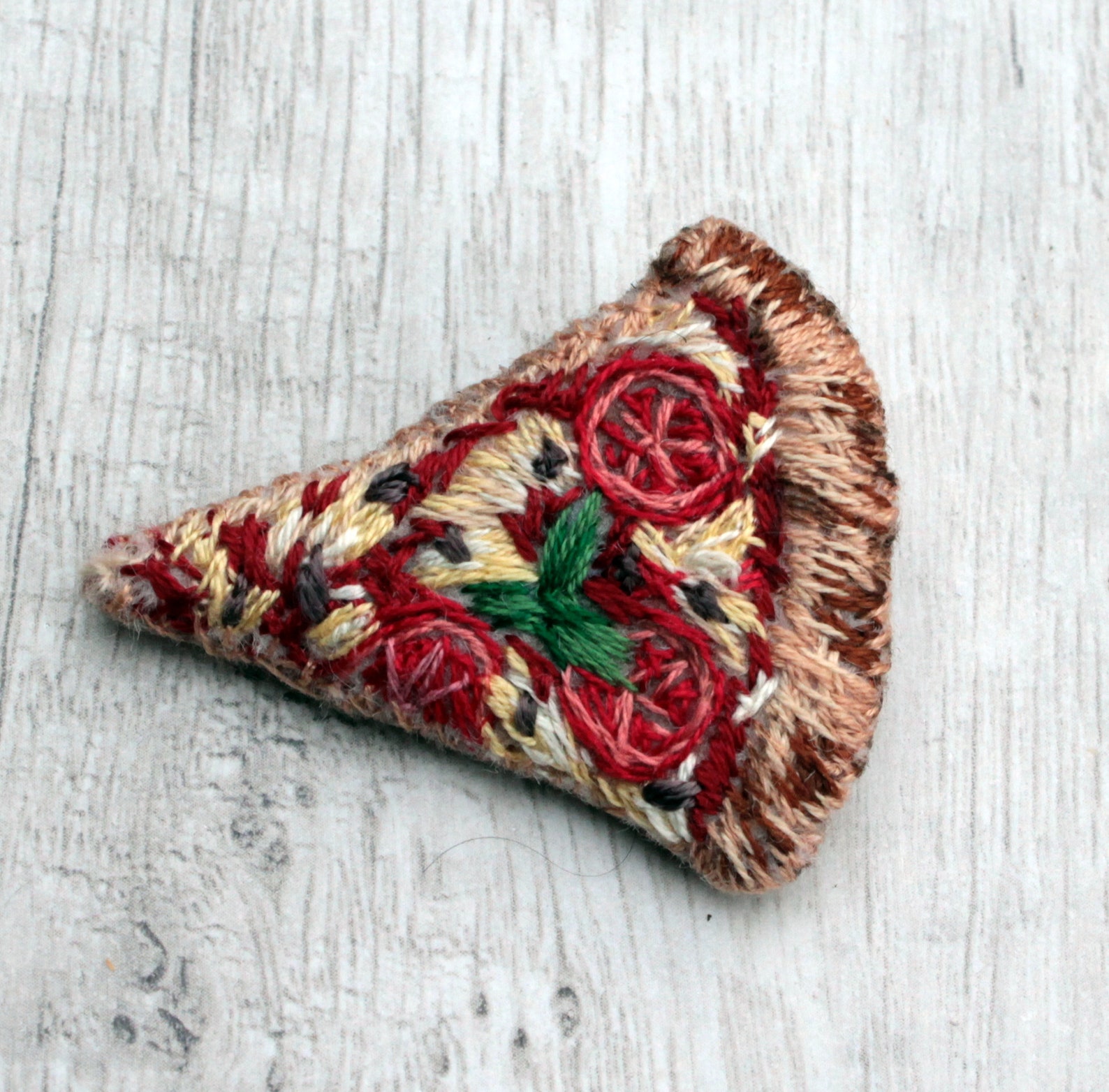 Embroidered Pizza Pin Hand Embroidery Food Brooch Pizza Lover Gift - Etsy