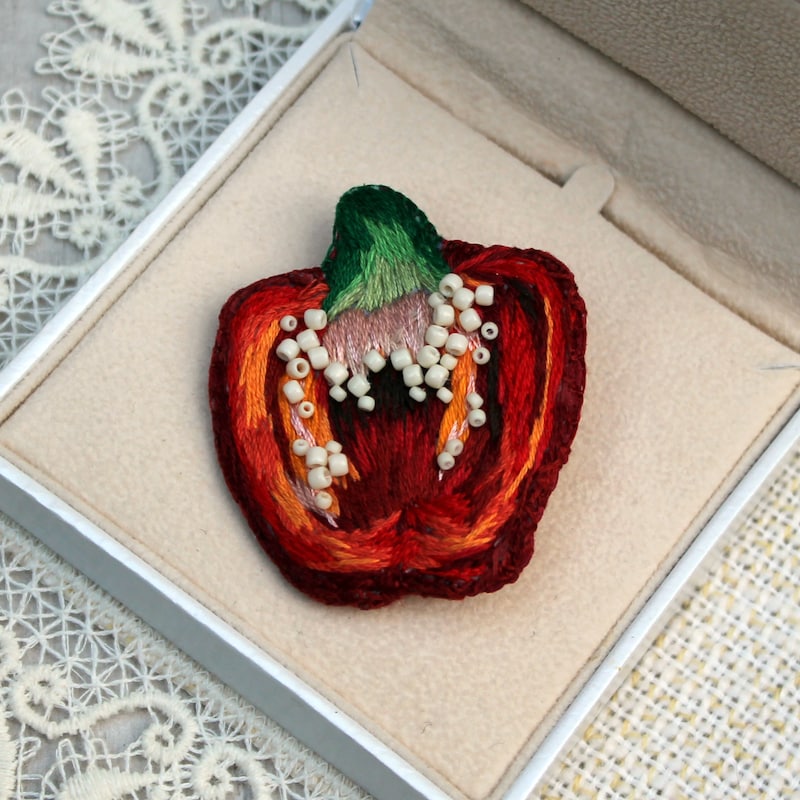 Embroidered Brooch - Etsy