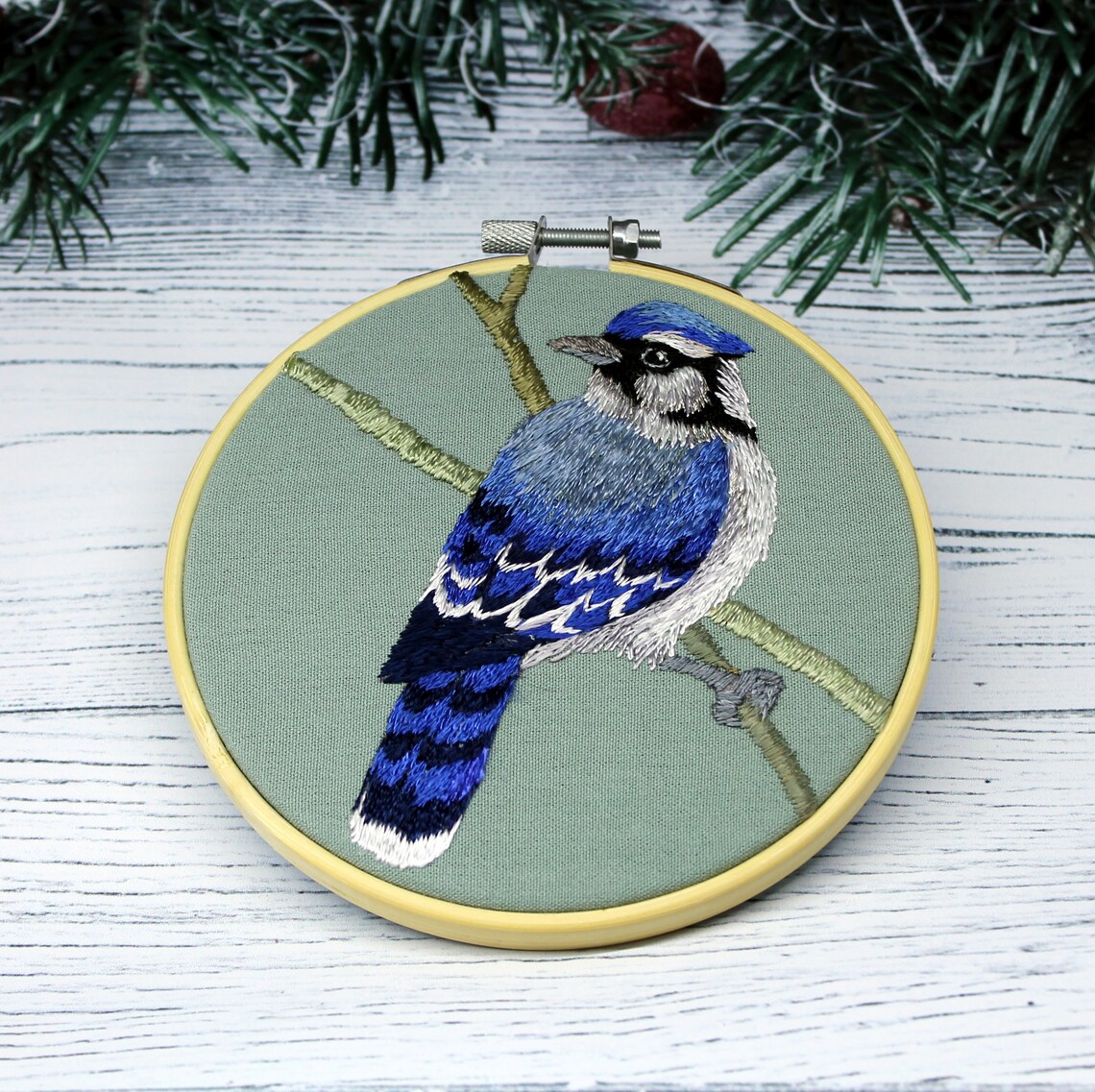 Embroidery Hoop Art Wall Decor Blue Jay Inspirational Gifts for Women ...