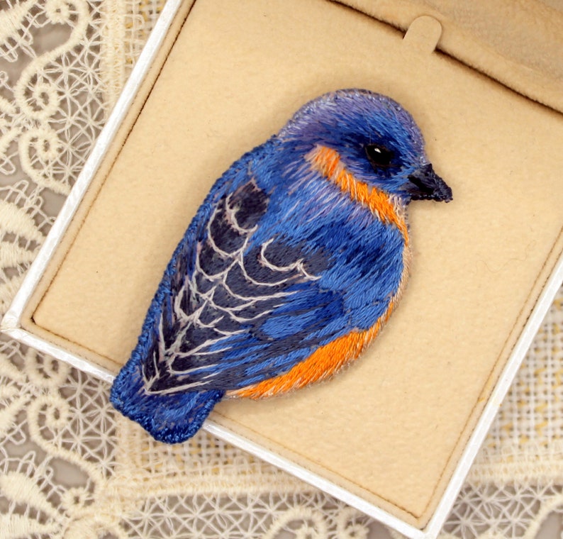 Embroidered Bluebird Brooch Mothers Day Handmade Gift Hand Made Blue ...