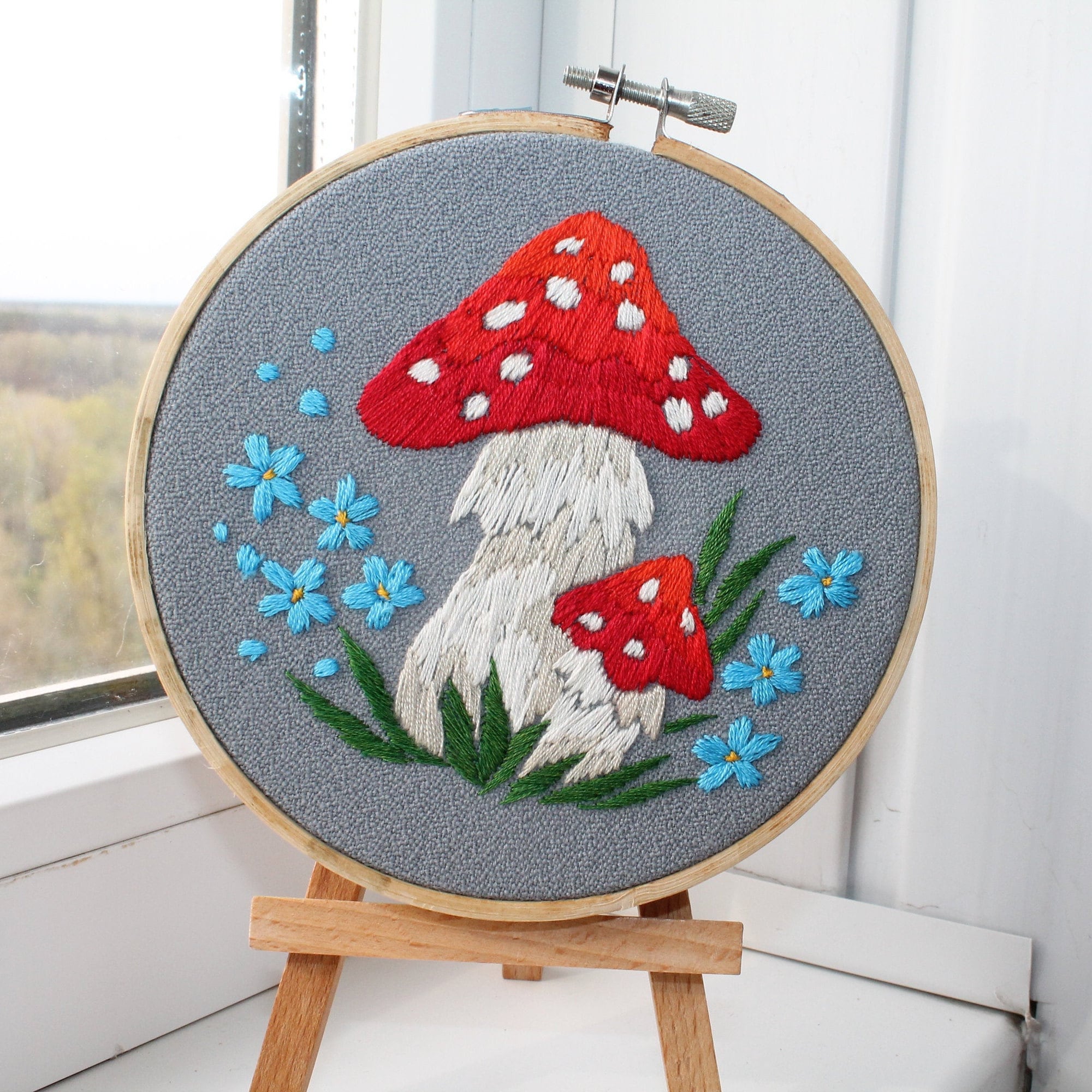 Mushroom Embroidery Hoop Art Amanita Muscaria Hand Embroidered - Etsy