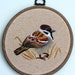 Embroidery Hoop Art Wall Sparrow Home Decor Hand Embroidered Silk Brown ...