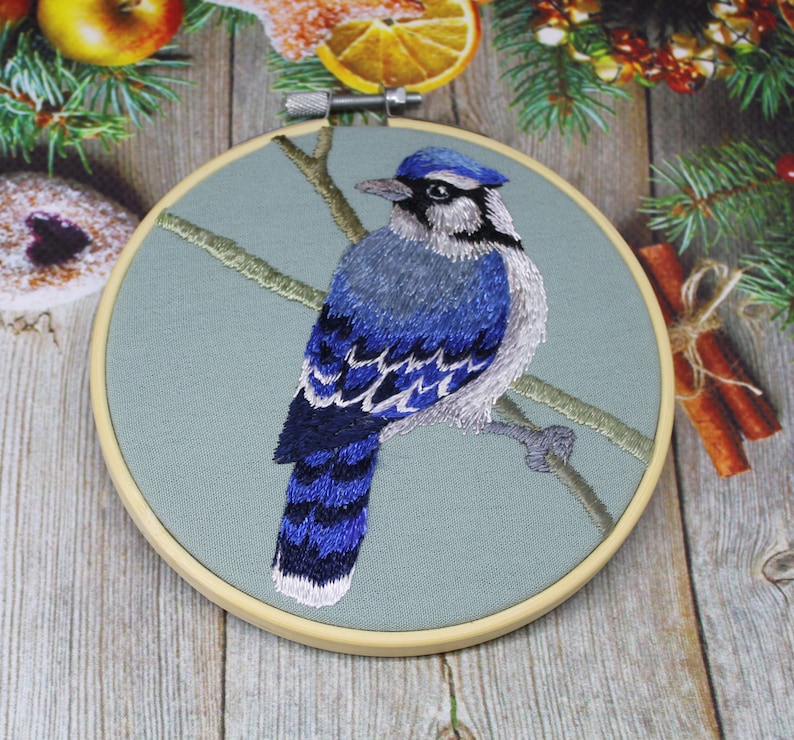 Embroidery Hoop Art Wall Decor Blue Jay Inspirational Gifts for Women ...
