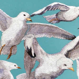 Embroidered Picture Seagull Wall Decor Hand Embroidery Silk Bird - Etsy