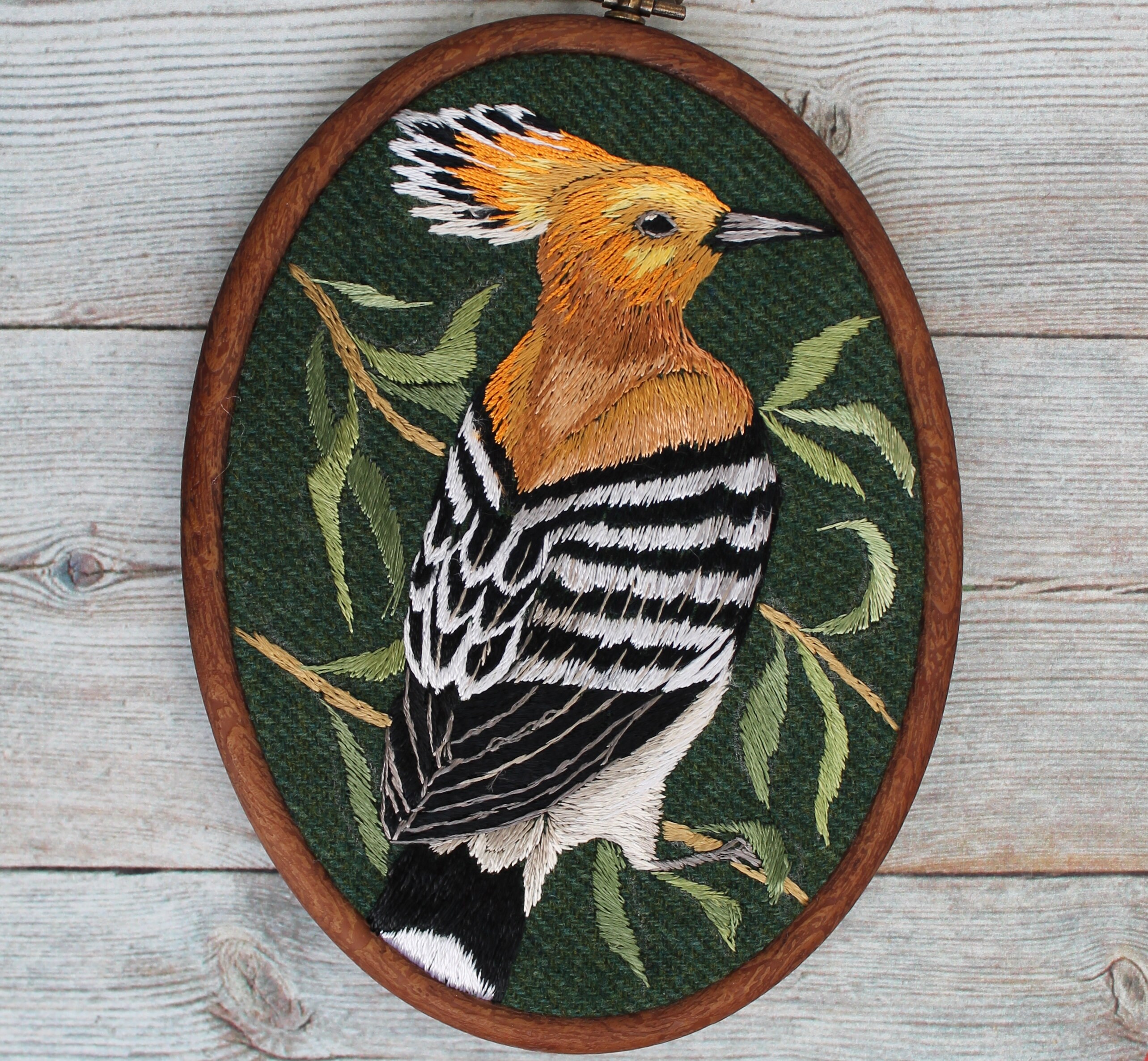 Hoopoe Embroidery Hoop Art Bird Hand Embroidered Silk Bird Lover Gift ...