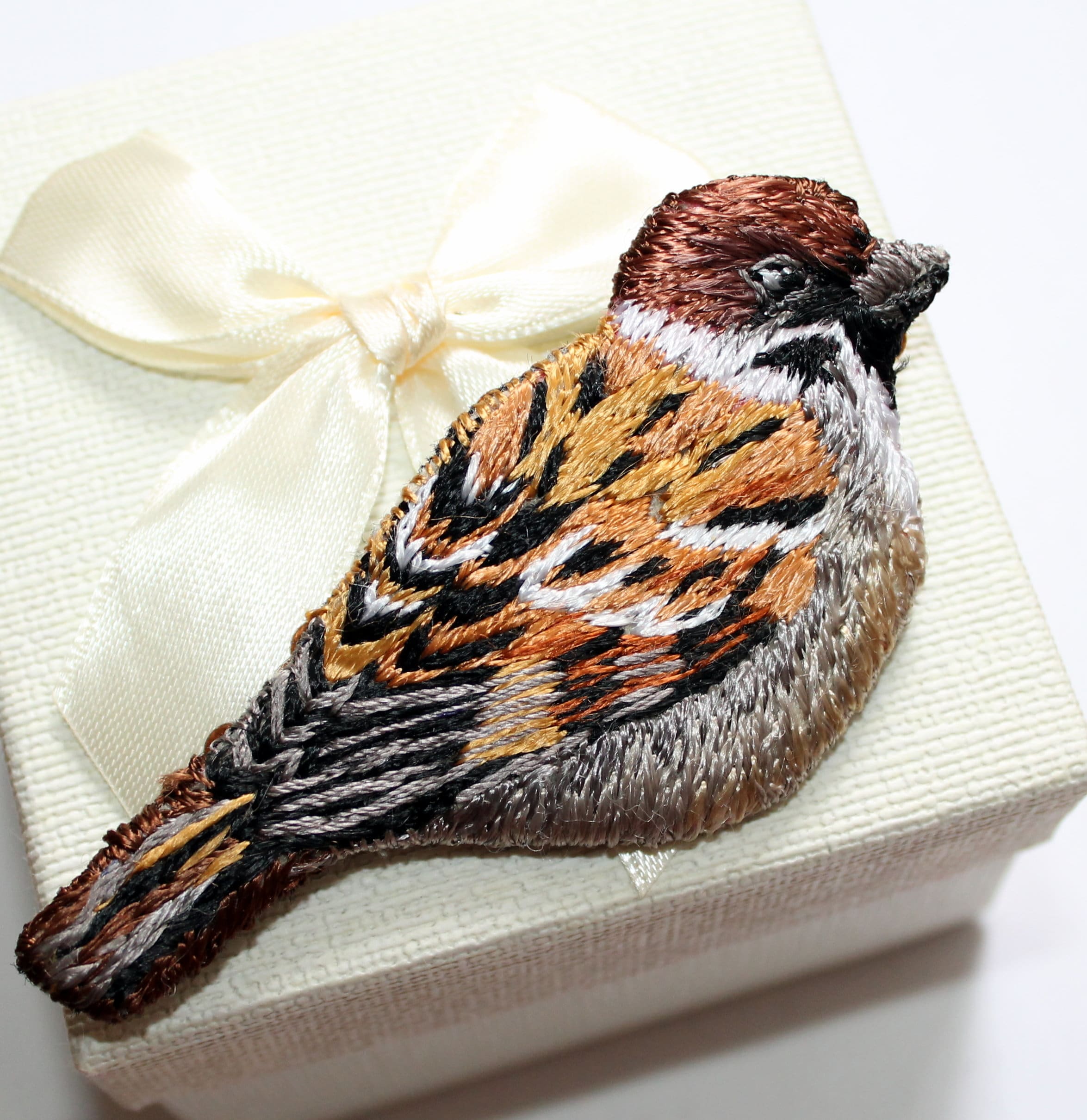 Embroidered Brooch Sparrow Embroidery Cottagecore Pins CUSTOM - Etsy