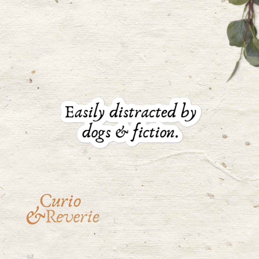 Dogs and Fiction Book Lover Sticker Funny Trendy Text Kindle Reader ...