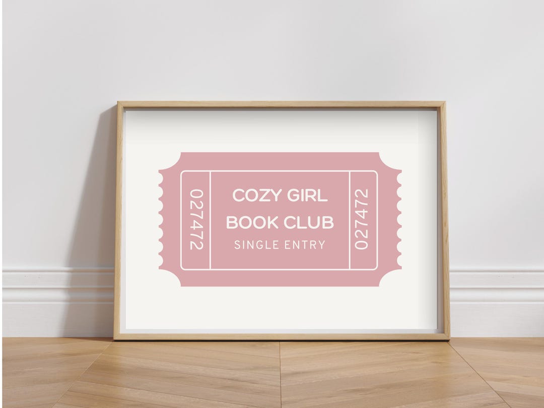 Cozy Girl Book Club Ticket Stub Print Girly Pink Aesthetic Poster Gift ...