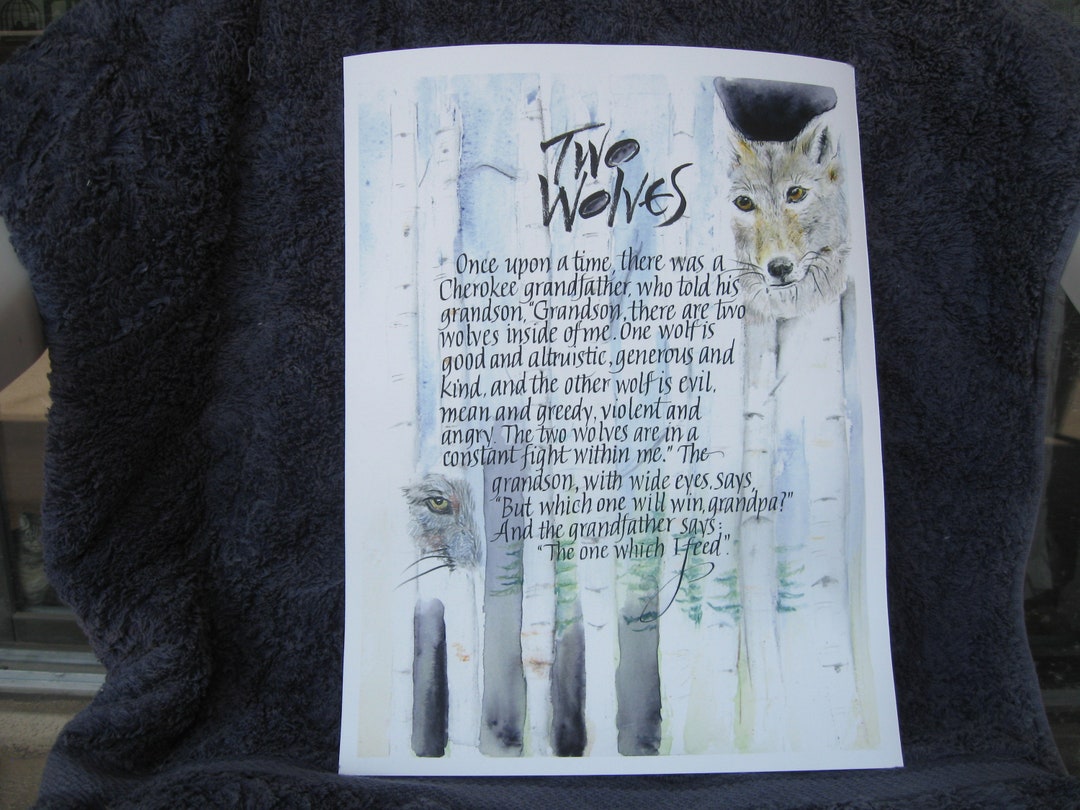 Two Wolves Story, Kids' Room Print, 9" X 12", Two Wolves Quote, Native ...