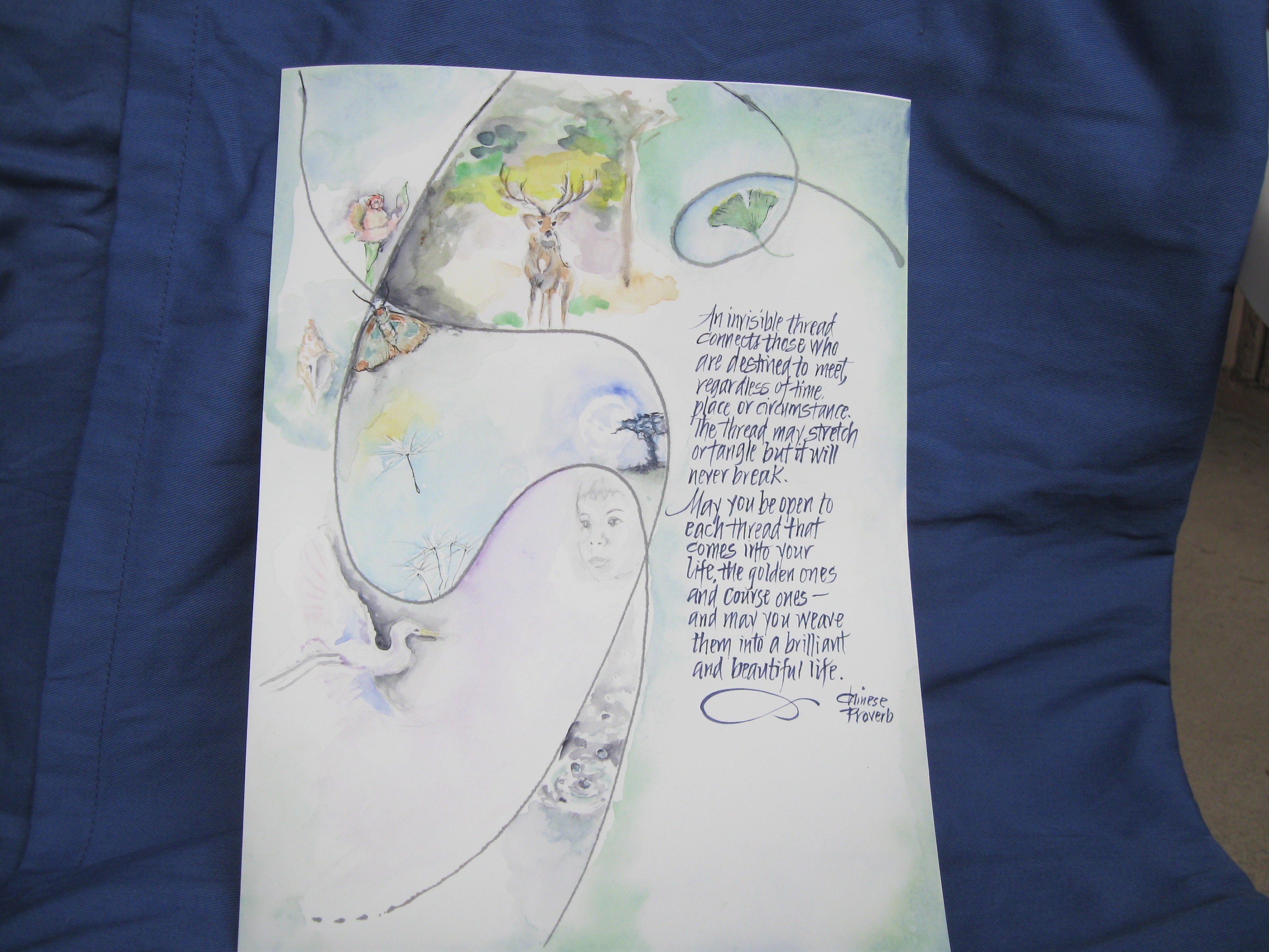 Chinese Proverb Watercolor Print: Invisible Thread, Spiritual Gift ...