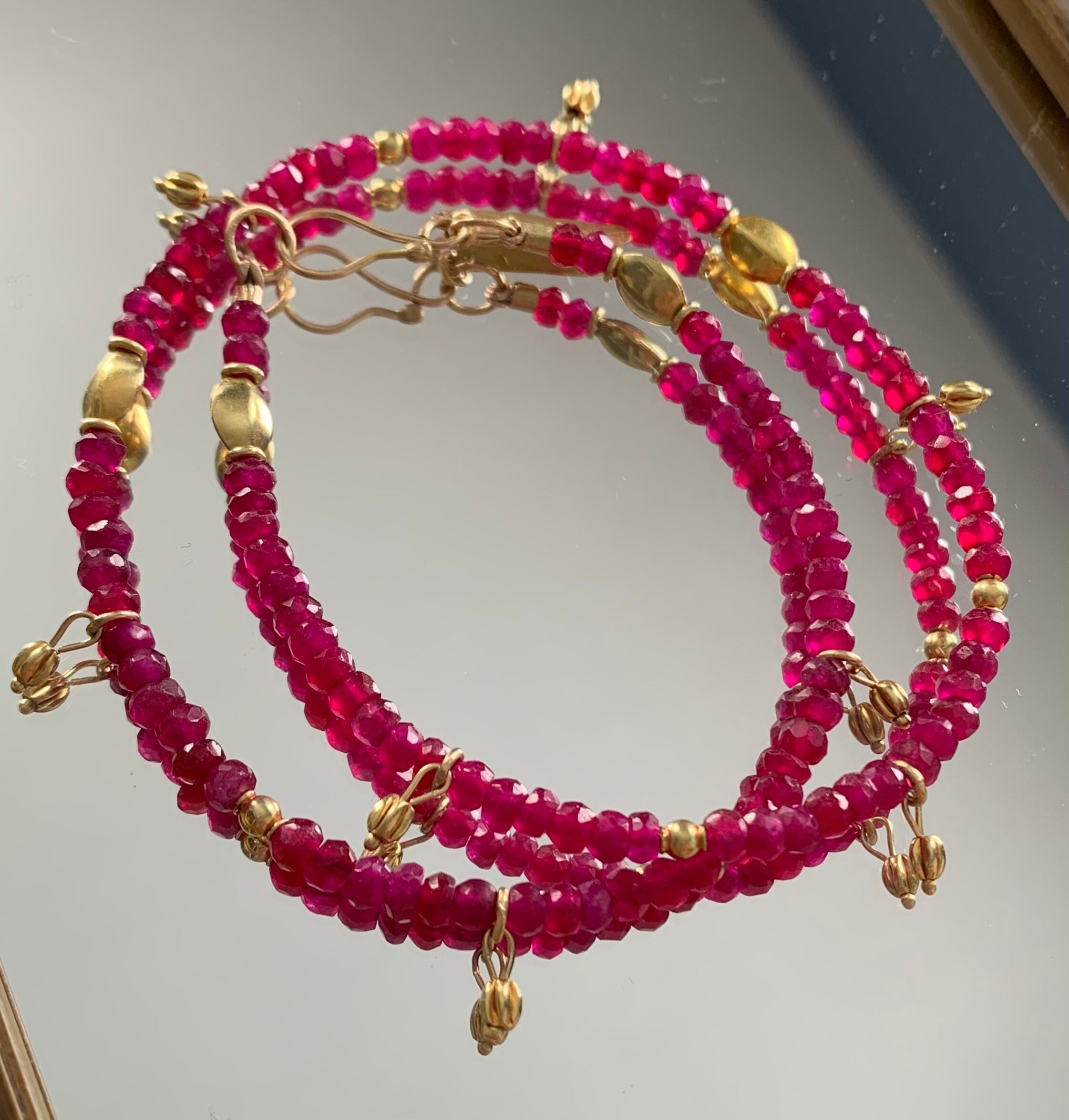 Ruby Necklace 18k 22k Gold Necklace Ruby 18K Fine Jewelry Gold - Etsy