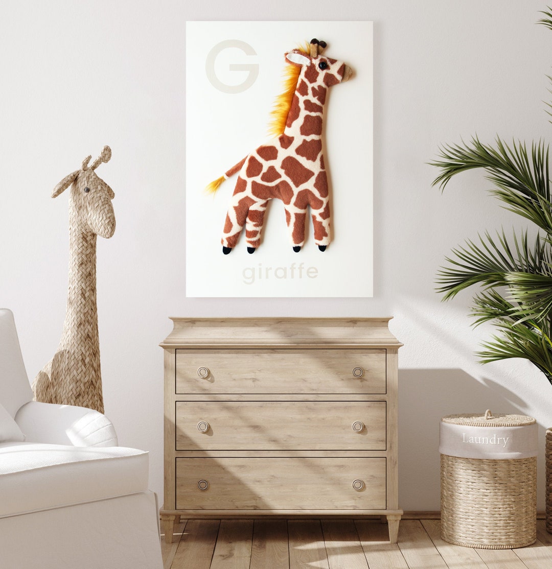 24x36 3D Plush Baby Giraffe Wall Decor Safari Kids Wall Art, Giant ...