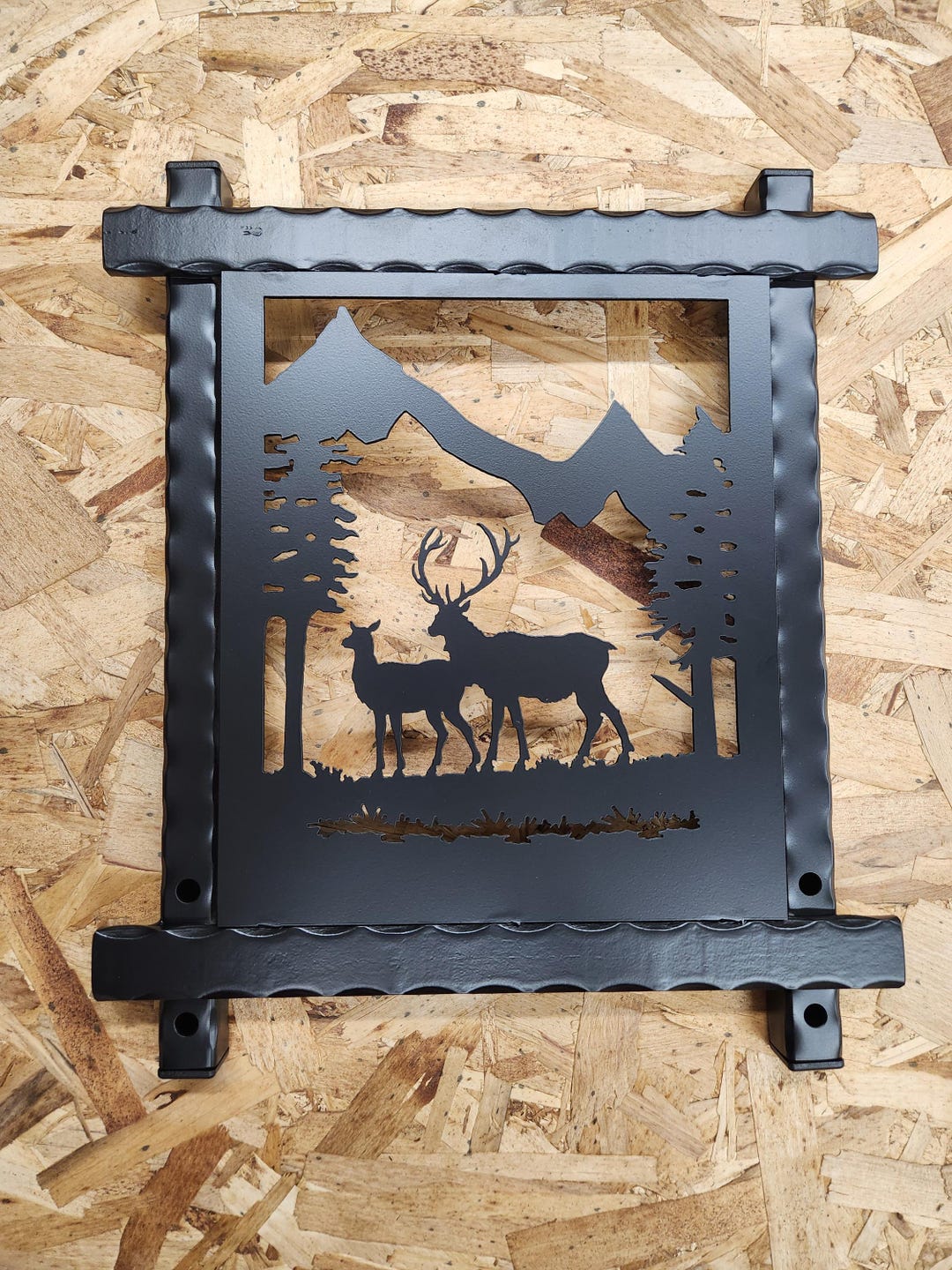 Standard Size Sturdy Hammered Iron Metal Indoor Outdoor Firewood Rack ...