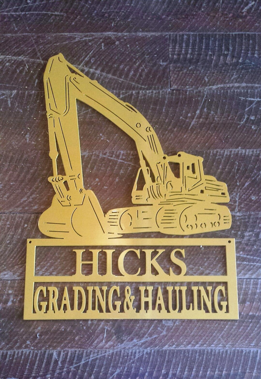 Personalized Excavator Metal Cutout Sign: Construction Yellow Wall Art ...