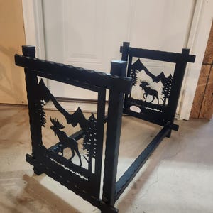 Standard Size Sturdy Hammered Iron Metal Indoor Outdoor Firewood Rack ...