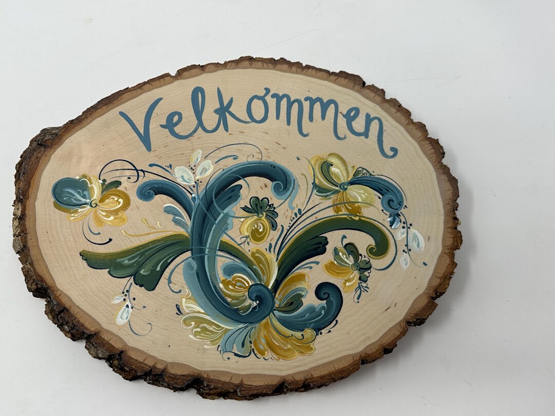 Velkommen Sign, Handpainted Norwegian Rosemaling on Pine - Etsy