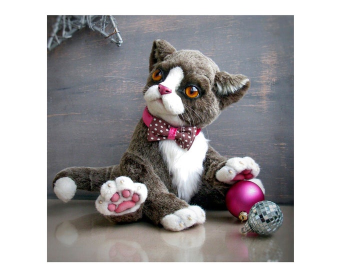 Poseable Artist Cat, Animals, Realistic Style, Ooak Teddy Bear, Artist ...