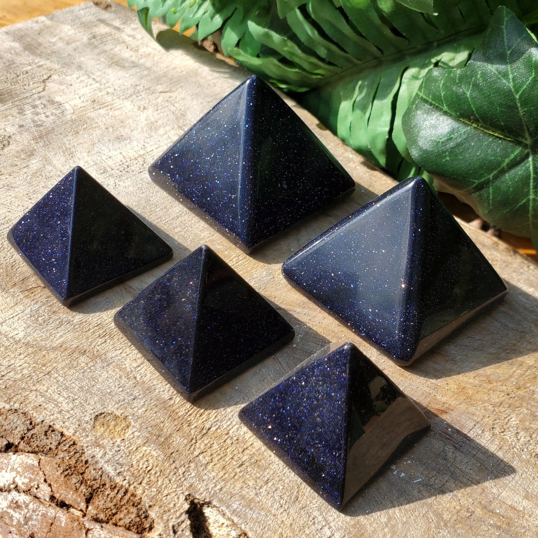Blue Goldstone Pyramid for Protection, Stone for Confidence and ...