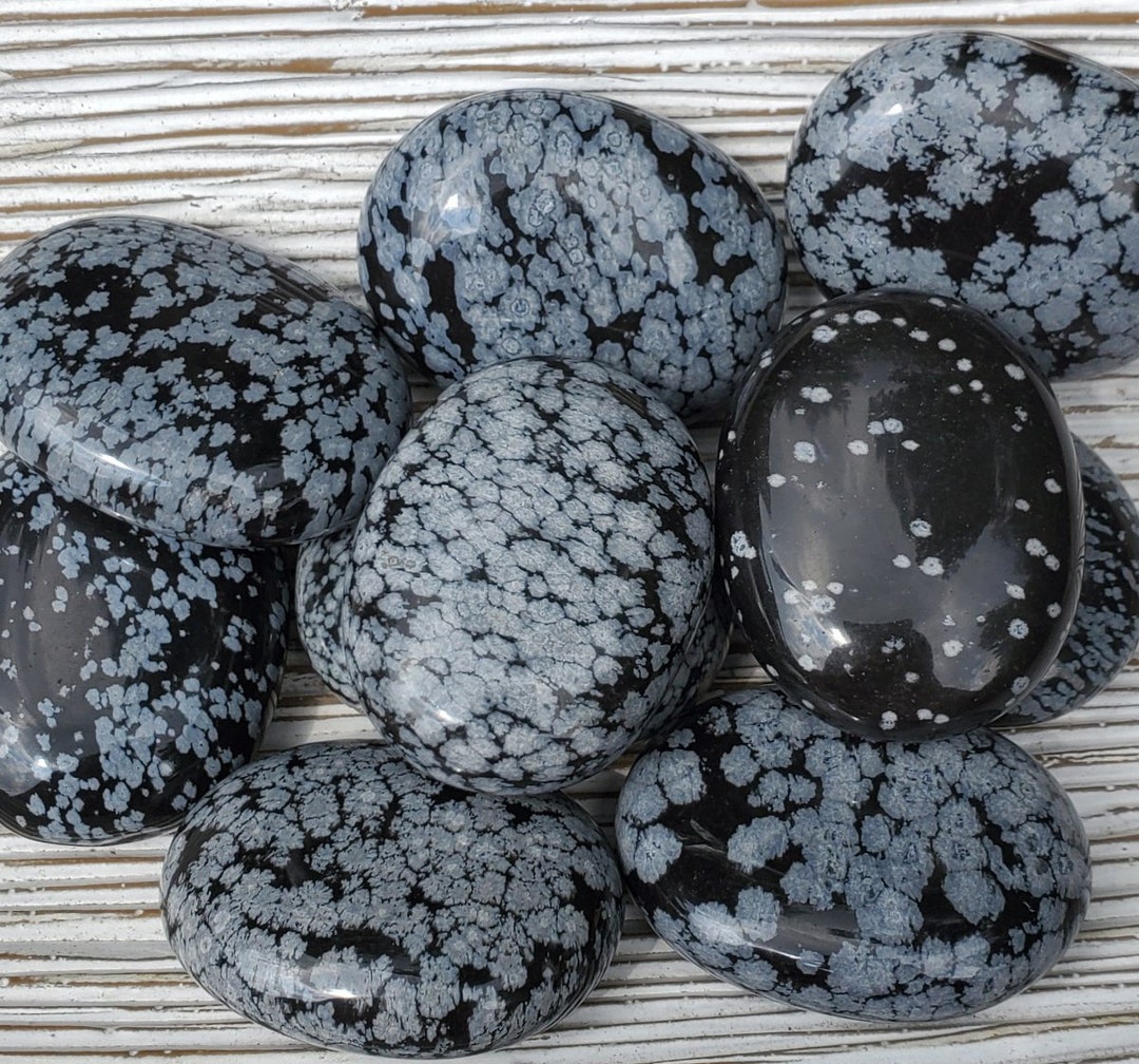 Snowflake Obsidian Palm Stones - Obsidian Soapstone - Snowflake ...