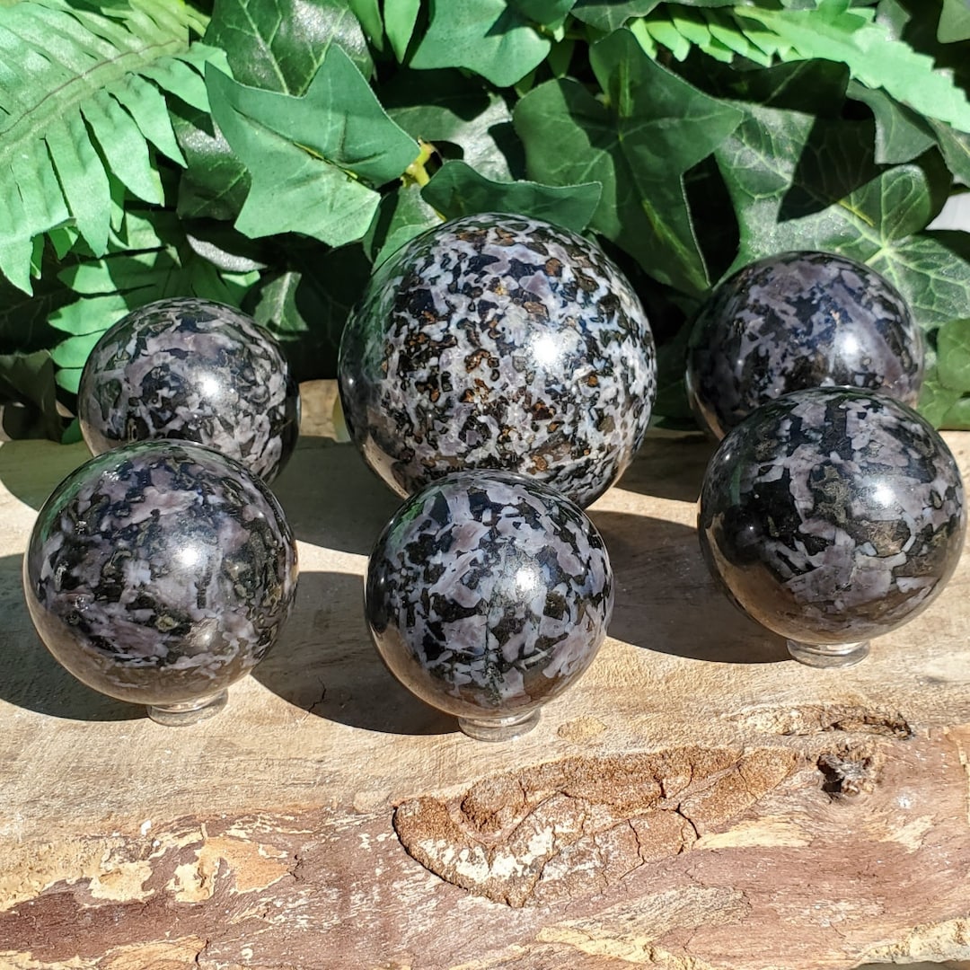 Indigo Gabbro Sphere, Mystic Merlinite Crystal Sphere, Polished ...