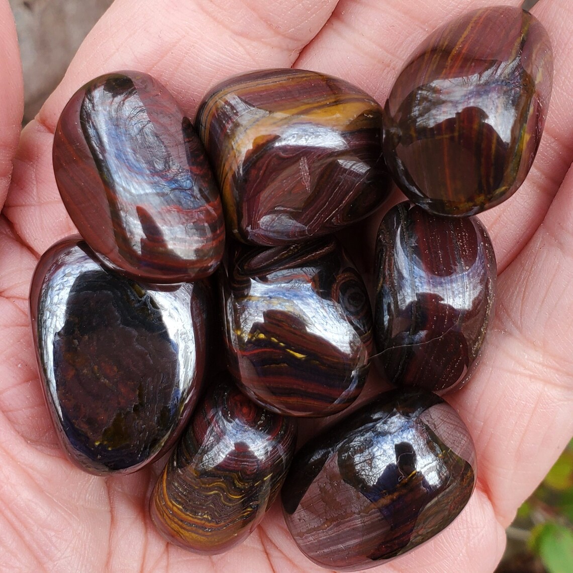 Tumbled Tiger Iron Stones for Wealth and Abundance, Tiger Iron Crystal ...