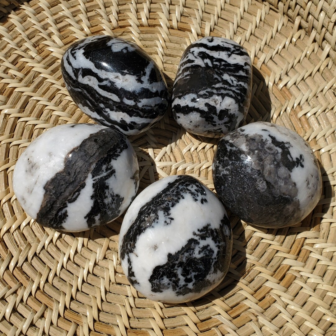 Zebra Jasper Palm Stones for Massage, Reiki Healing Crystals, Marble ...
