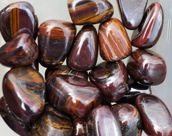 Tumbled Tiger Iron Stones for Wealth and Abundance, Tiger Iron Crystal ...