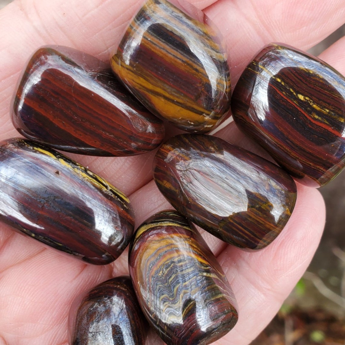 Tumbled Tiger Iron Stones for Wealth and Abundance, Tiger Iron Crystal ...