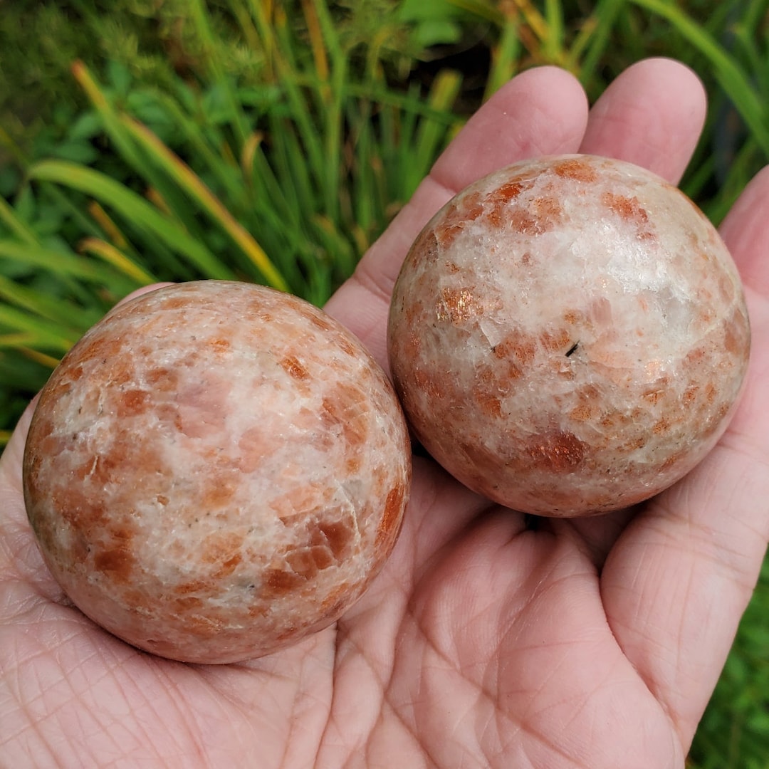 Sunstone Spheres for Intuition, Sunstone Crystal Spheres for Solar Plexus Work, Sunstone ...