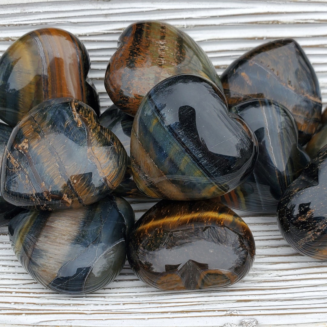 Blue Tiger Eye Heart Stones for Strength and Courage, Tiger's Eye ...