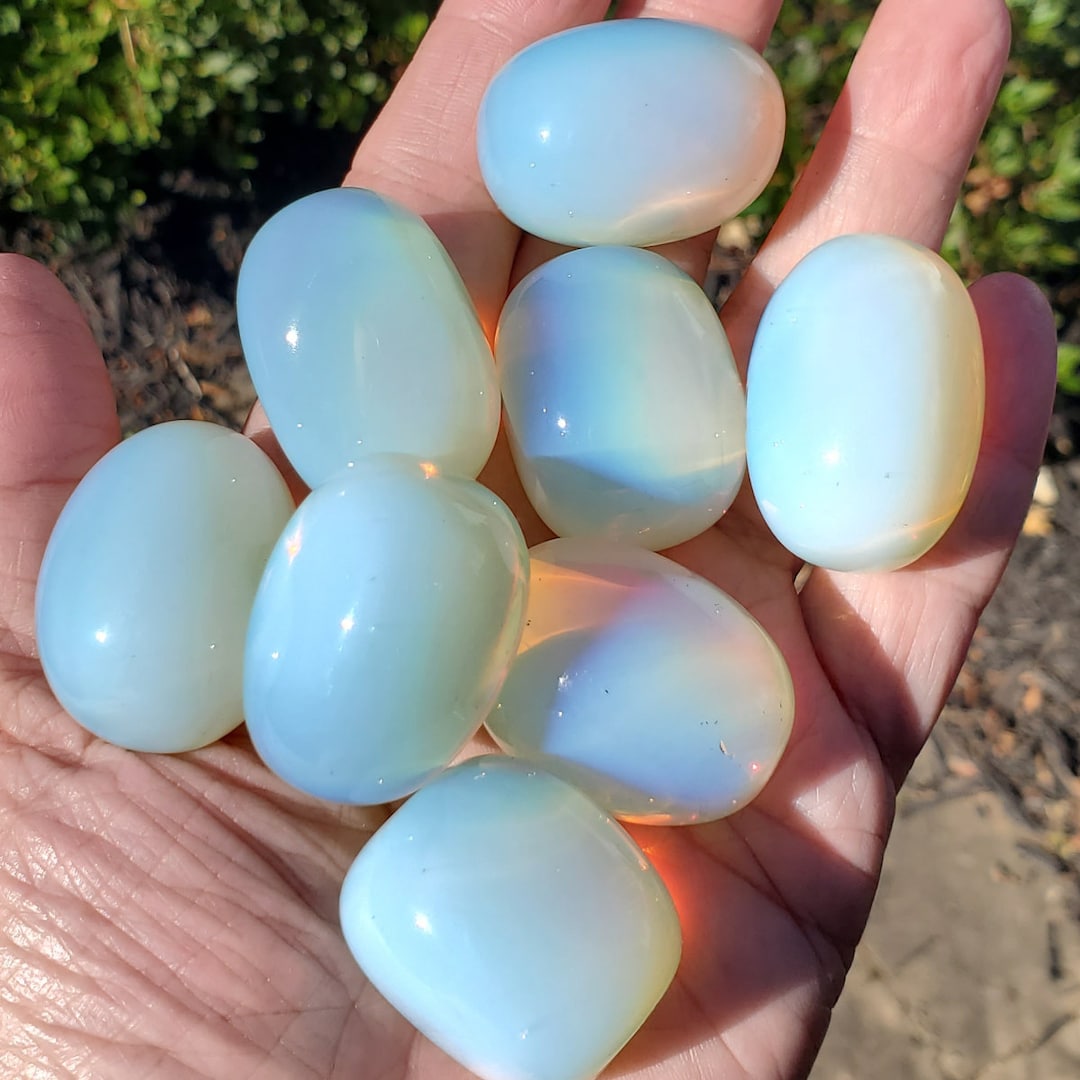 Large Opalite Tumbled Stone - Opalite - Tumbled Stone - Tumbled Opalite - Manmade Opalite ...