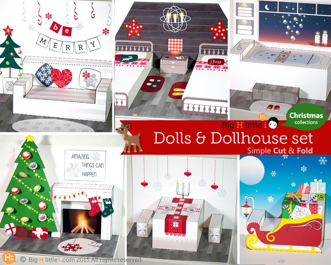 Christmas Papercraft / Christmas Dollhouse / Paper Crafts Kits - Etsy
