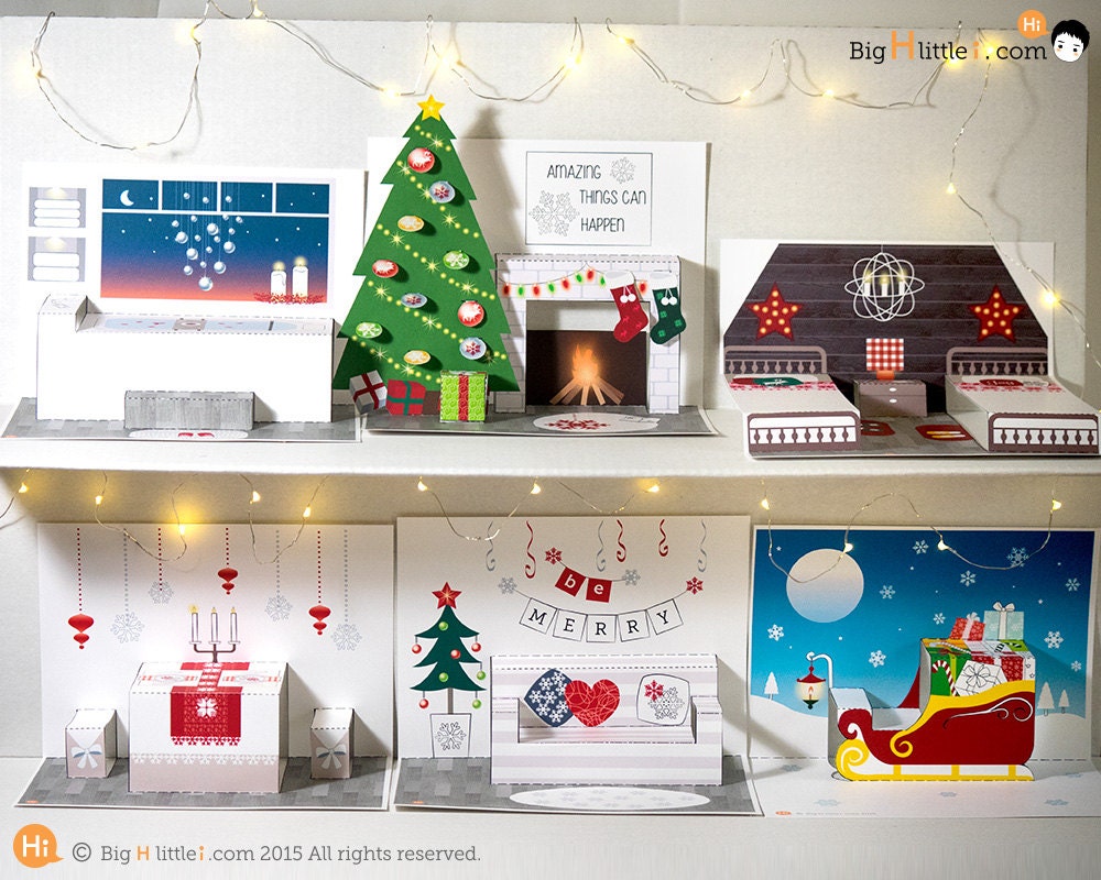 Christmas Papercraft / Christmas Dollhouse / Paper Crafts Kits - Etsy