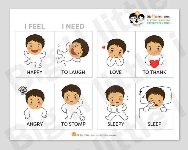 Flash Cards Emotion Sets total 40 Cards, Educational Toys for Preschool ...