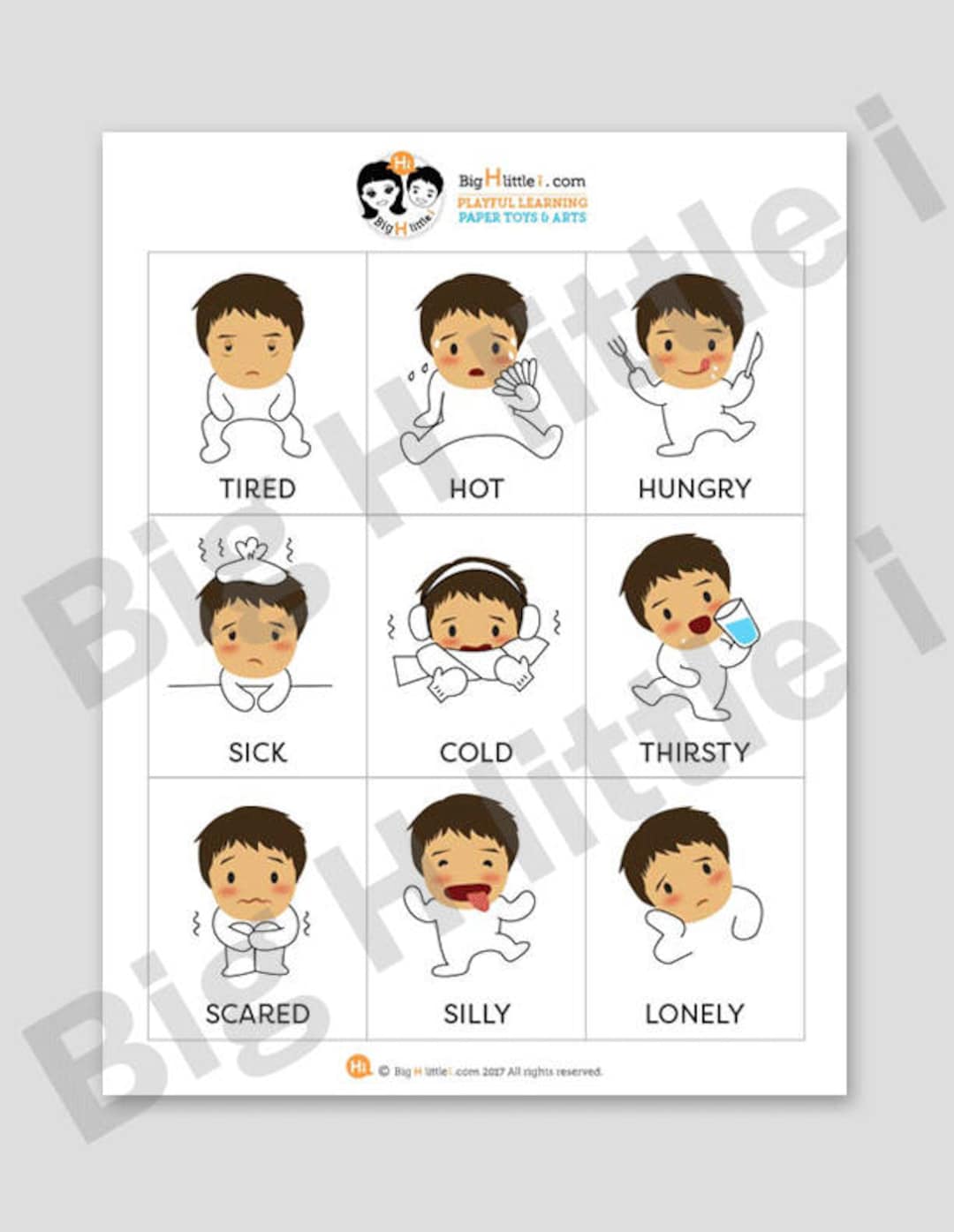 Emotions Flashcards, Printable, Preschool Classroom Flash Cards - Etsy