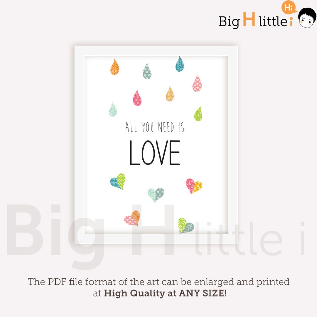 Love Quotes Wall Art / All You Need is LOVE / Love Quote / Printable ...