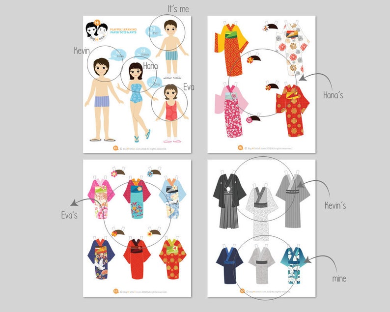 Japanese Traditional Clothes Paper Dolls / Japanese Costume - Etsy