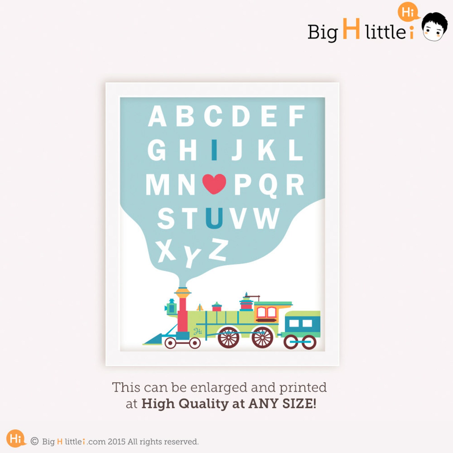 Alphabet Letter Train Print / Alphabet Wall Art / ABC Train / I Love ...