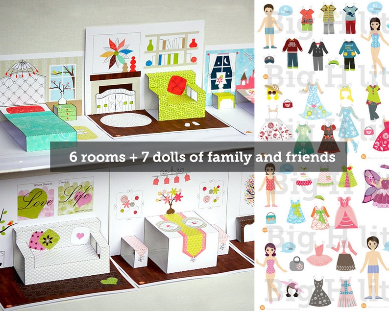 Printable Paper Dollhouse and Dolls / Portable Toys / Learning - Etsy