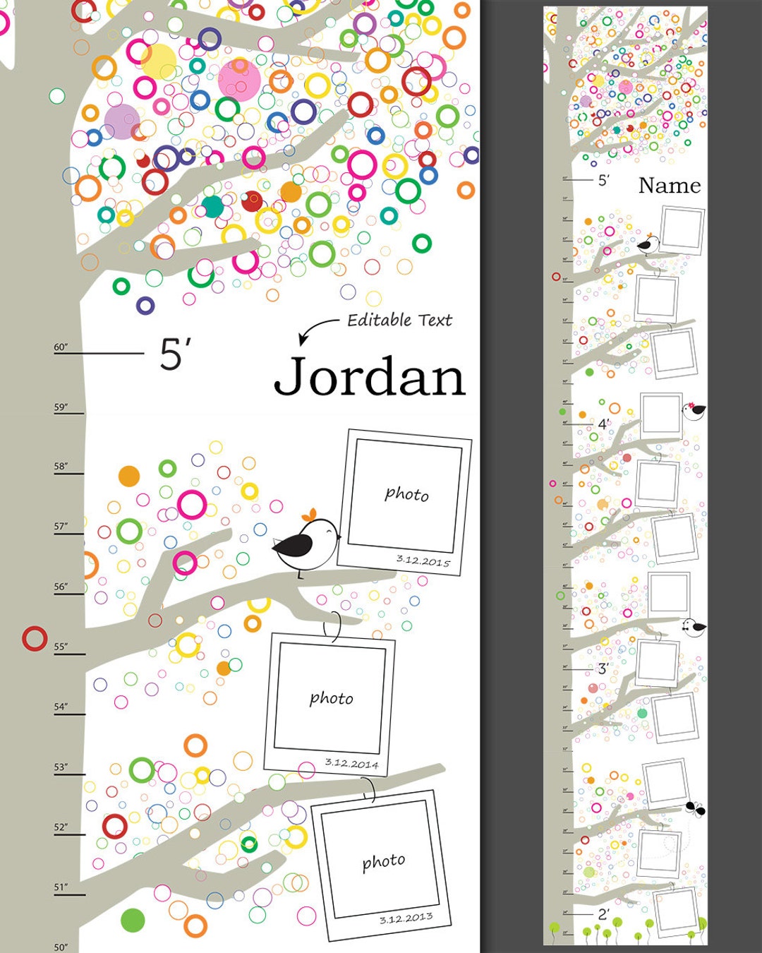 Growth Charts for Children, Custom Name, Kid Room Decor, Instant ...