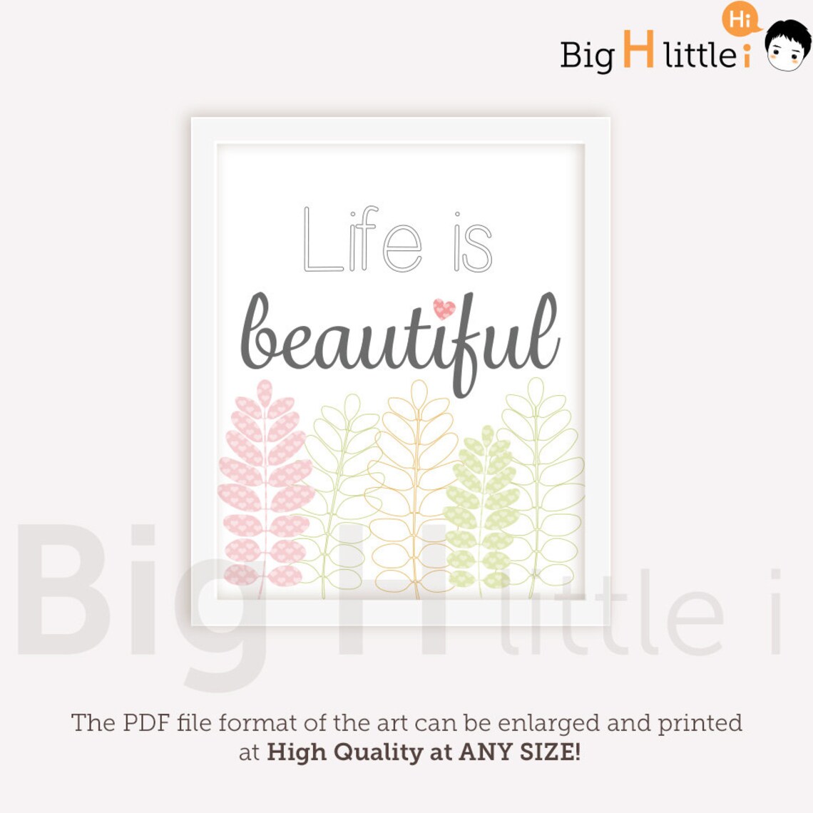 Life is Beautiful Print, Positive Thinking Printable, Family Quote ...
