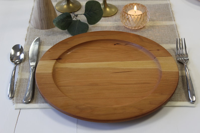12" Cherry Wooden Plate - Etsy