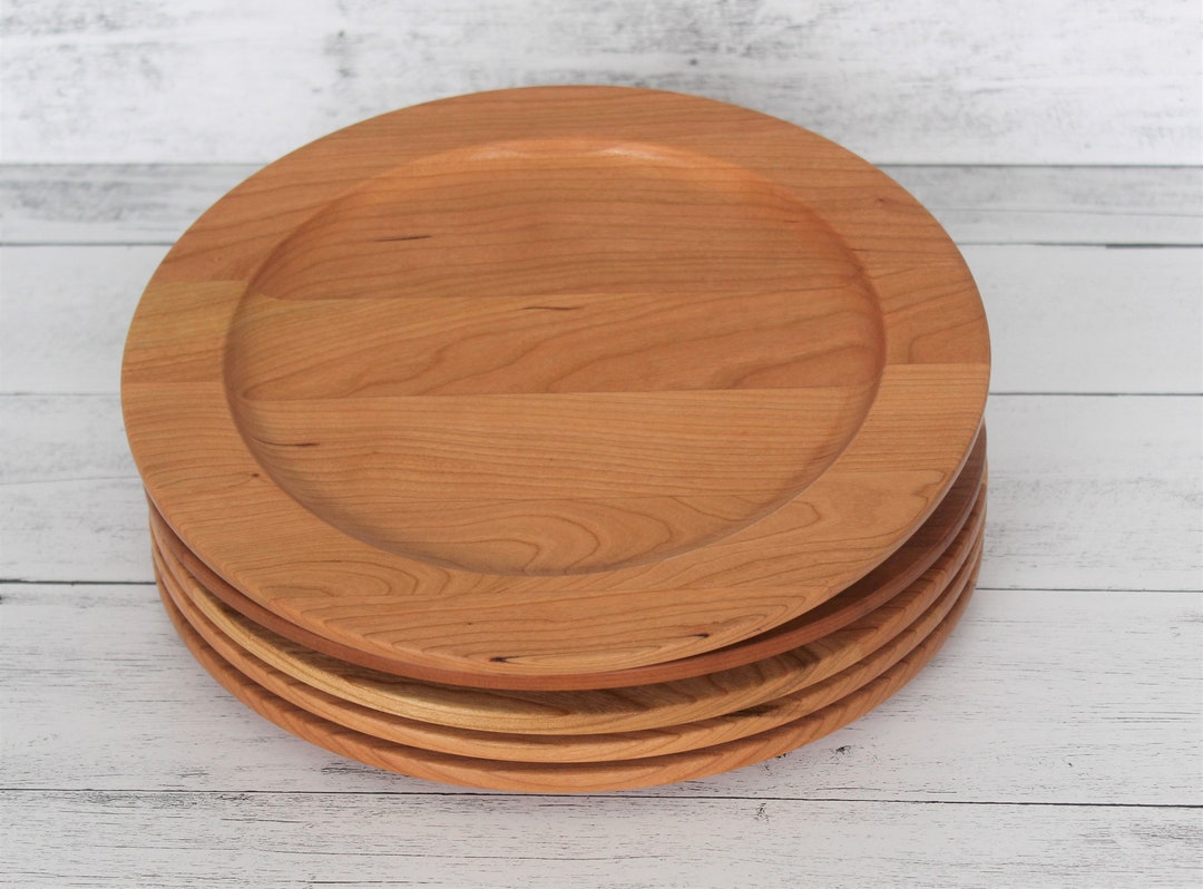 12" Cherry Wooden Plate - Etsy
