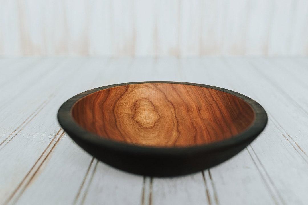 Ebonized Cherry Wood Bowl, 7" Hand Turned Salad Bowl - Etsy