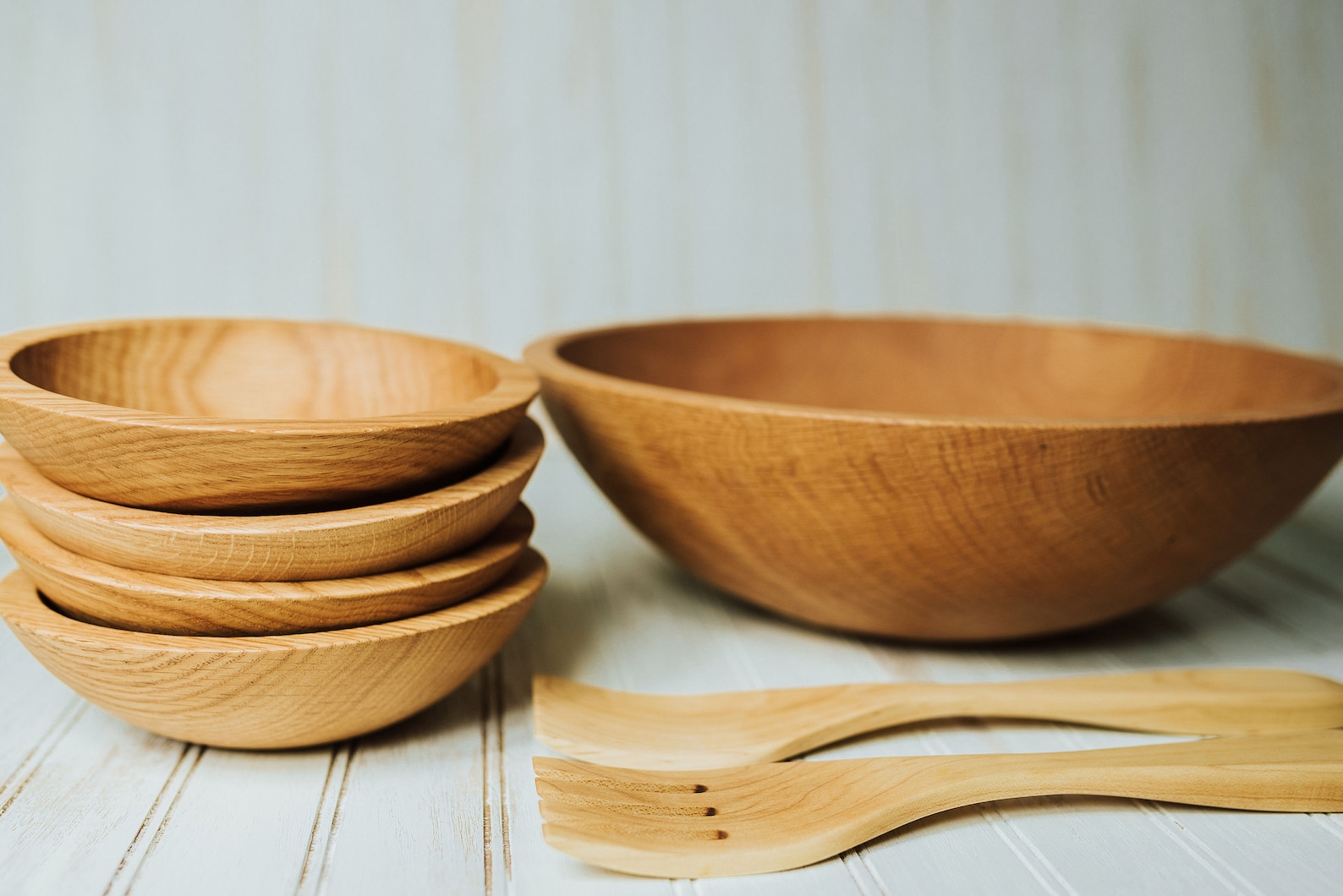 15 Red Oak Set Wooden Bowls Salad Bowls Housewares - Etsy