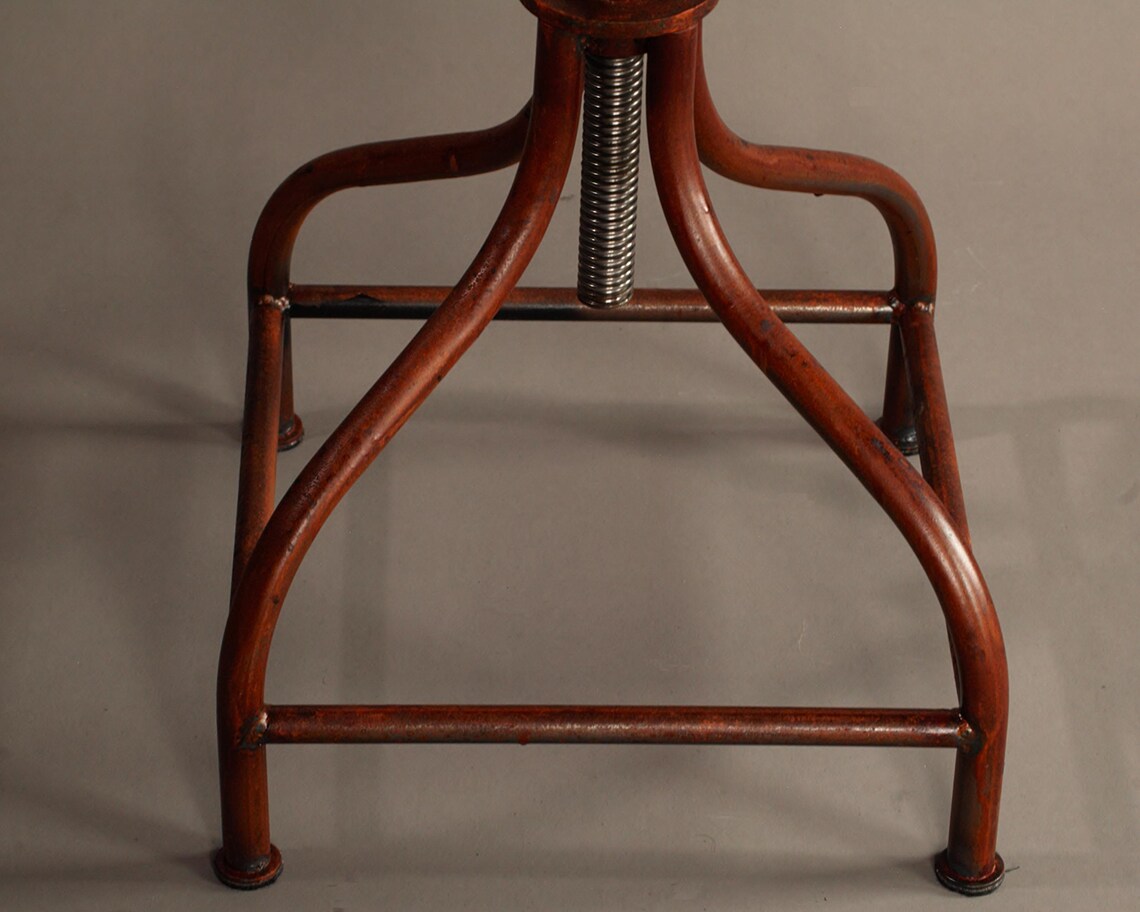 Rustic Industrial Adjustable Bar Stool With Wood Seat - Handcrafted ...