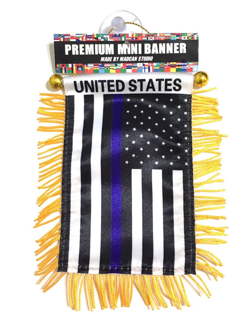 Thin Blue Line Flag American USA Mini Flag for Automobile | Etsy