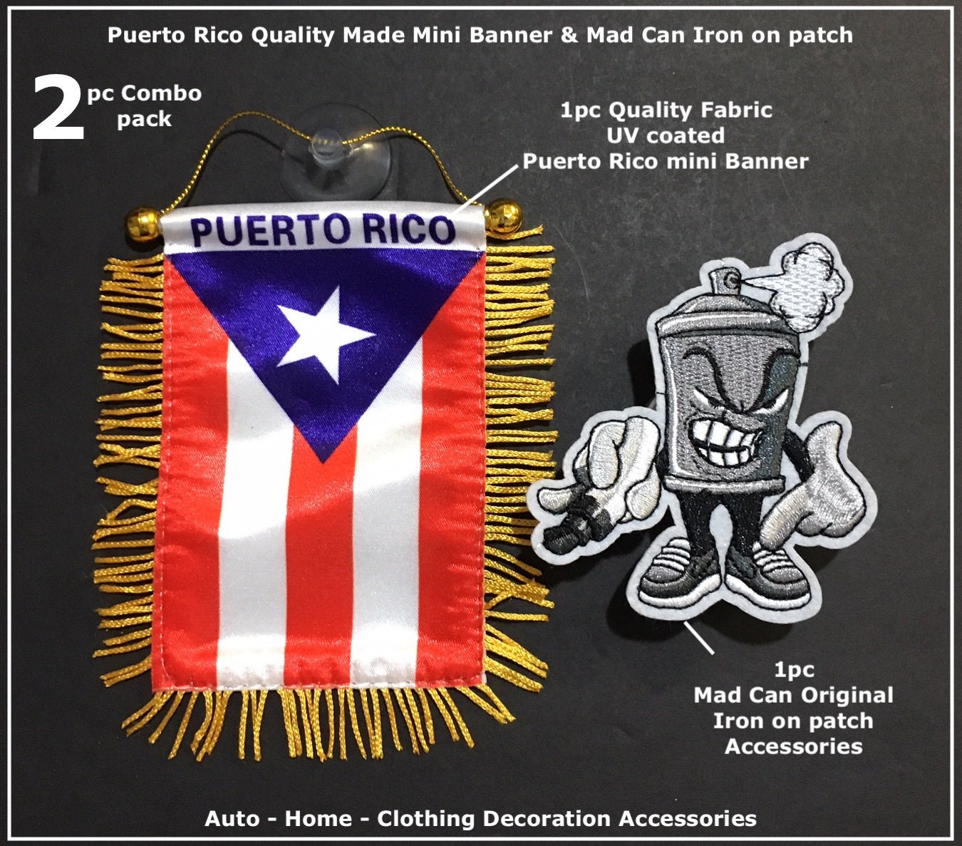 Puerto Rico Flag for Car Accessory Hanging Sticker Decal Mini | Etsy